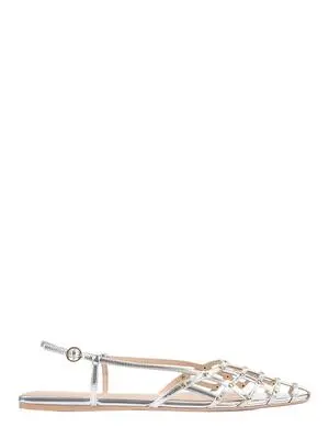 LANA WILKINSON Lana Wilkinson Mary Flat Sandals In Silver Metallic Leather