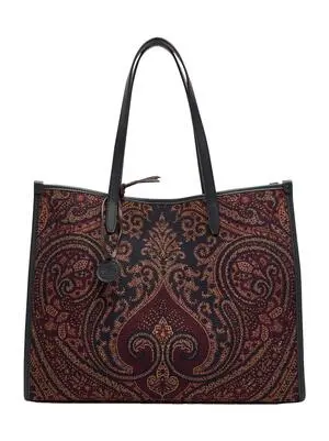 Etro Lovtter Large Paisley-jacquard Leather Tote - Multicoloured