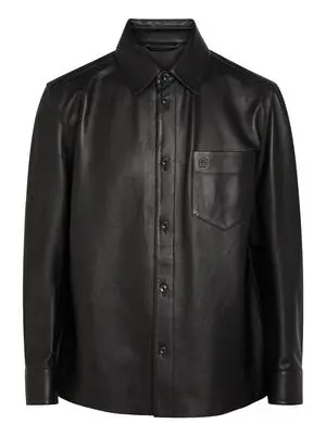 BOSS Movitz Leather Shirt Jacket - Black