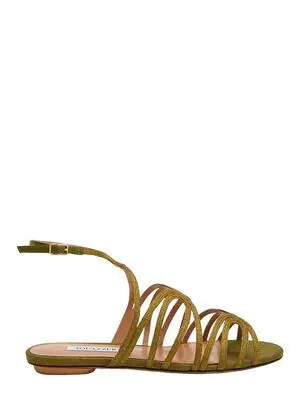AQUAZZURA Serenade Raffia Sandals - Khaki