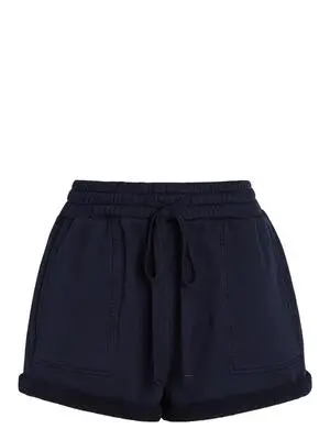 Citizens Of Humanity Viveene Cotton Shorts With Turn-up Cuffs - Navy