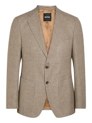 BOSS Hutson Wool And Linen-blend Blazer - Beige