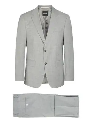 BOSS Houndstooth Stretch-wool Suit - Grey