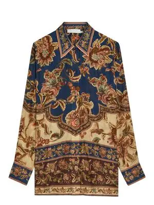 Zimmermann Aster Printed Silk Shirt - Navy