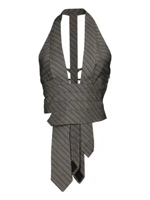 CHRISTOPHER ESBER Christopher Esber Reyer Tailored Tie Top - Striped, Fitted, Sleeveless