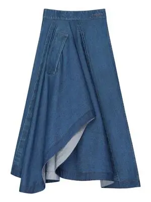 Givenchy Denim Asymmetric Midi Skirt - Medium Blue