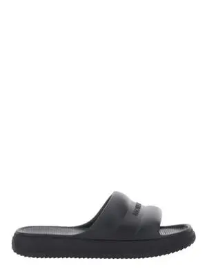 Moncler Round Toe Flat Sole Slippers - Black