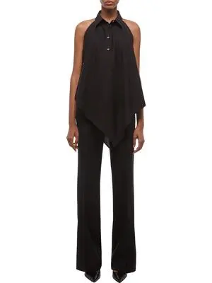 Helmut Lang Poplin Collared Scarf Top - Black