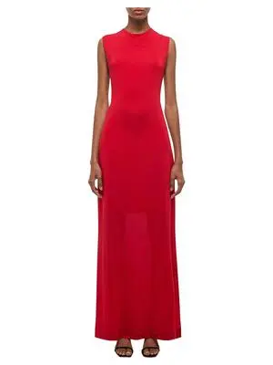 Helmut Lang Jersey Knotted Halter Maxi Dress - Red