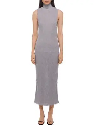 Helmut Lang Sheer Mock Neck Tank Dress - Grey