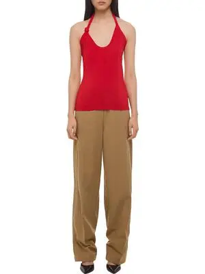 Helmut Lang Jersey Twist Dancer Halter Top - Red