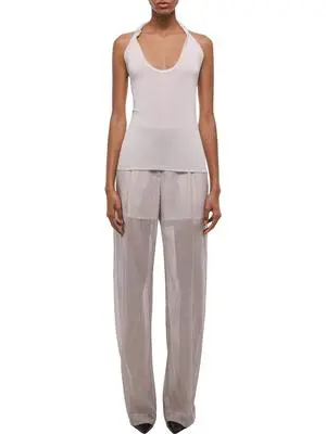 Helmut Lang Jersey Twist Dancer Halter Top - Grey