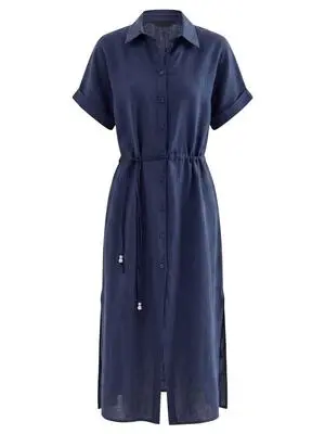 MONLICIA Solenne Cotton Midi Shirt Dress - Blue