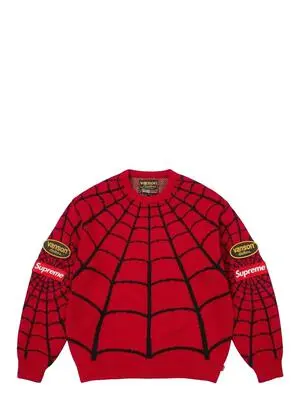 Supreme X Vanson Leathers Spider-man Sweater - Red