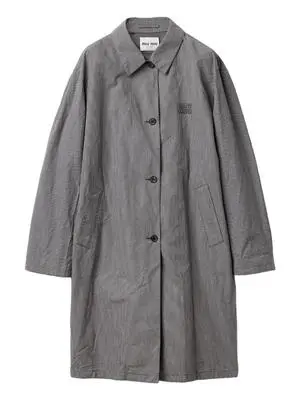 Miu Miu Single-breasted Gingham Check Trench Coat - Grey