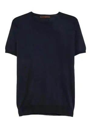 JEORDIE'S Fine-knit Short-sleeve Cotton T-shirt - Blue