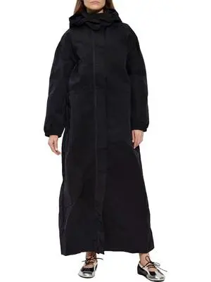 DIESEL® Hooded Crinkled Coat - Black