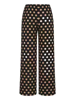 SIMONMILLER Nella Polka-dot Wide-leg Trousers - Black