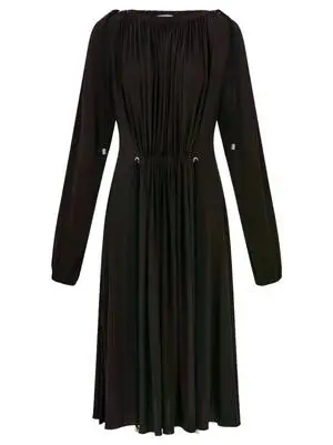 FERRAGAMO Viscose Dress With Gathered Detailing - Brown