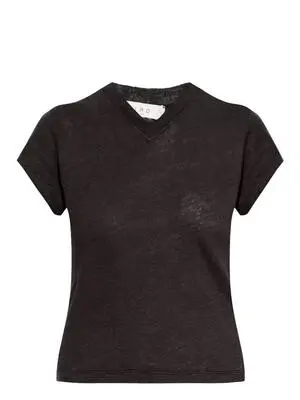 IRO PARIS V-neck Linen T-shirt - Black
