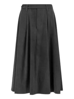 Brunello Cucinelli Monile Detail Flared Midi Skirt - Grey