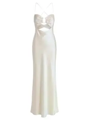 THE SEI Cut-out Silk Maxi Gown - Neutrals
