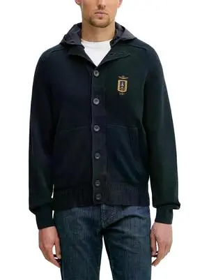 AERONAUTICA MILITARE Logo-embroidered Hooded Cardigan - Blue