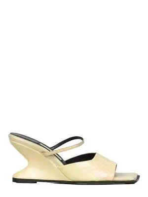 MIISTA Ruched Sculptural Wedge Slides - Neutrals