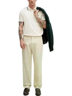 Fred Perry Logo-embroidered Straight-leg Trousers - Neutrals
