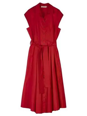 MOUTAKI Sleeveless Belted Midi Dress - Red