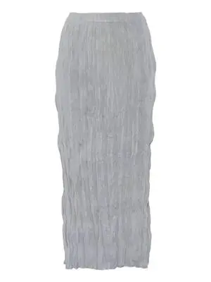 GONGDID DESIGN Plissé Elasticated Waist Midi Skirt - Grey