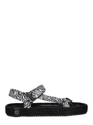 BOHONOMAD Miami Zebra-print Rope Sandals - Black