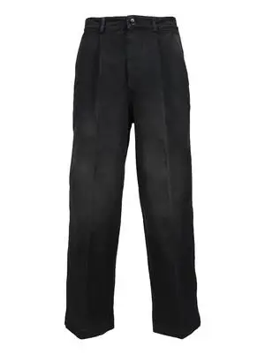 Marni Pleated Faded-effect Trousers - Black