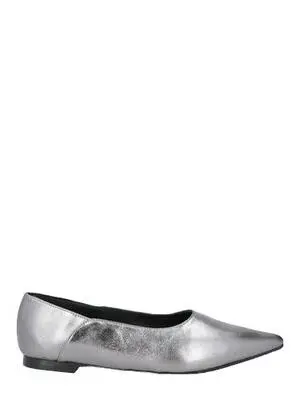 CastaÑer Metallic Leather Ballet Flats - Silver