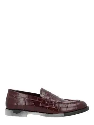 J.A.P. JOSE ANTONIO PEREIRA Leather Loafers With Crocodile Print - Red