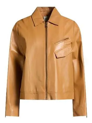 FORTE_FORTE Leather Biker Jacket - Camel