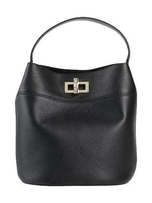 Furla FURLA Black Pebbled Leather Bucket Bag With Twist-Lock Fastening Black