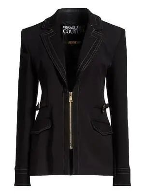 Versace Crepe Jacket With Embellishments - Black