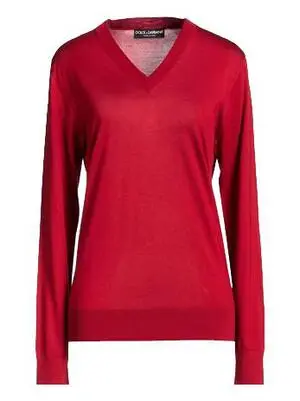 Dolce & Gabbana Silk V-neck Sweater - Red
