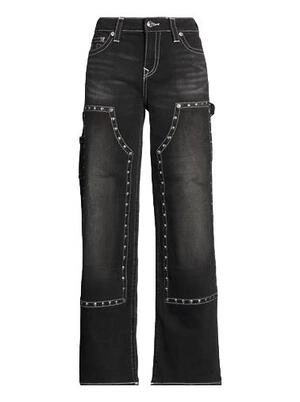True Religion Wide-leg Jeans With Stud Embellishments - Black
