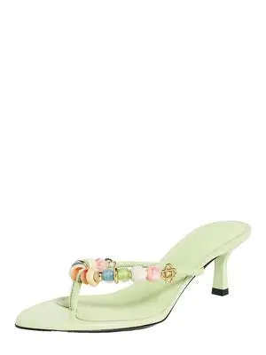 Casablanca Beaded Leather Sandals - Mint