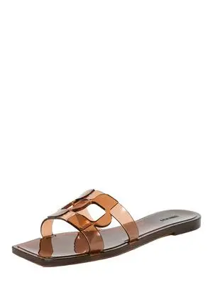 Simkhai Monogram Jelly Flat Slides - Saddle