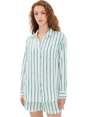 Z Supply Saturdays Stripe Shirt - Rainforest