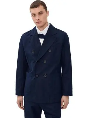 Universal Works Manor Double Breasted Linen Jacket - Navy