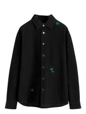 Dior Overshirt With Clover Embroidery - Black