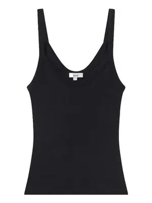 AGOLDE Agolde Jordan Ribbed Organic Cotton V-Neck Tank Black