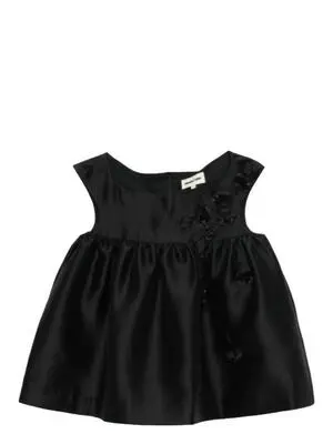 SHUSHU/TONG Sleeveless Floral Appliqué Cami Top - Black