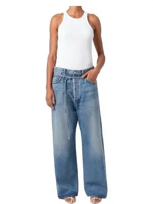 AGOLDE Agolde Emmi Belted Wide-Leg Jeans Blue