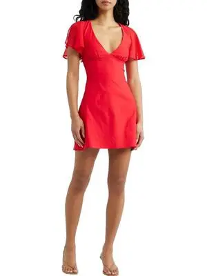 Princess Polly Florie Corset Chiffon Sleeve Minidress - Red