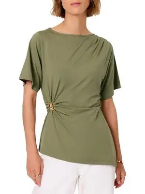 Mint Velvet Gathered Detail Top - Green